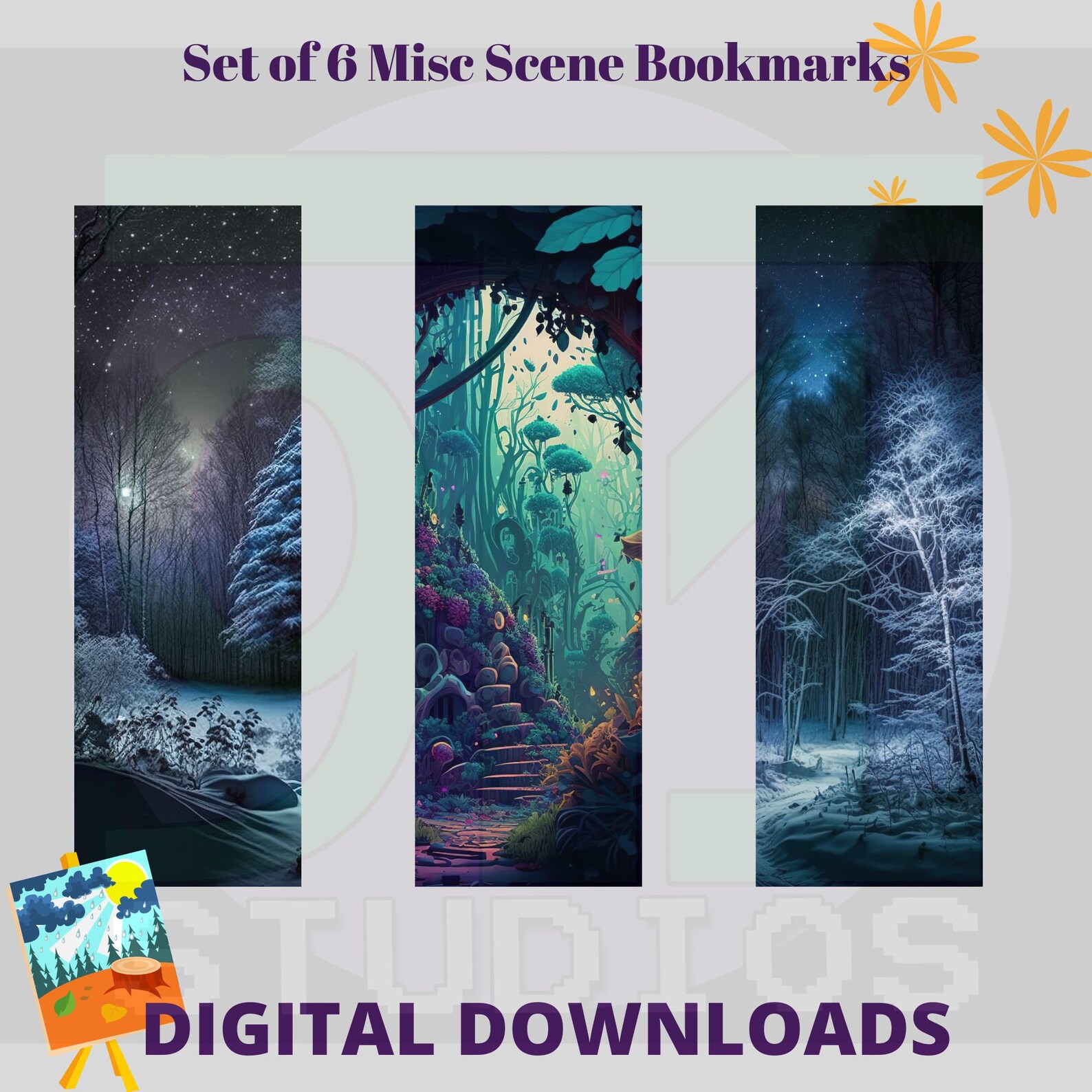 Set of 6 Misc Scene Digital Bookmarks to Download and Print Silhouette ...
