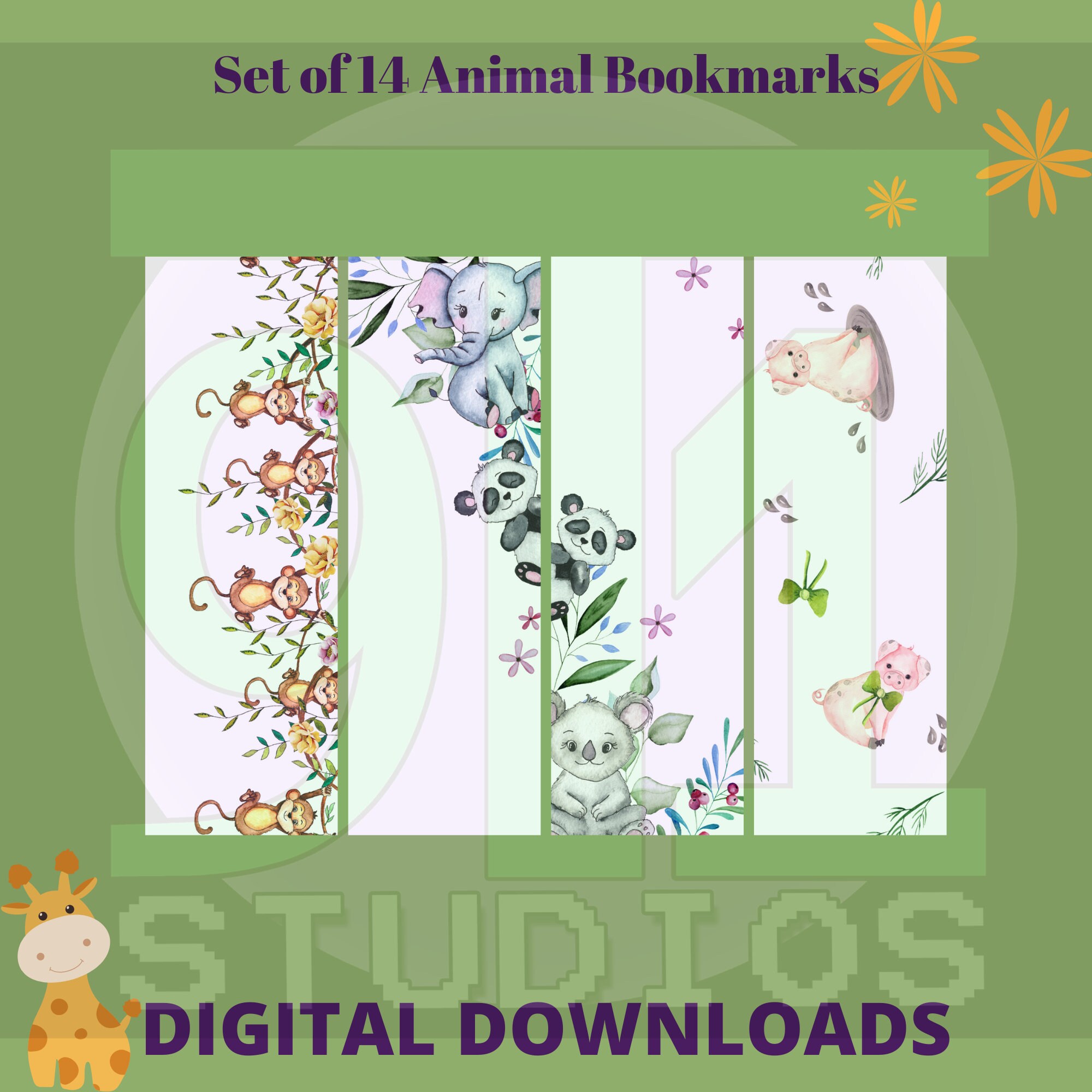 Set of 14 Animal Digital Bookmarks to Download and Print - Silhouette ...