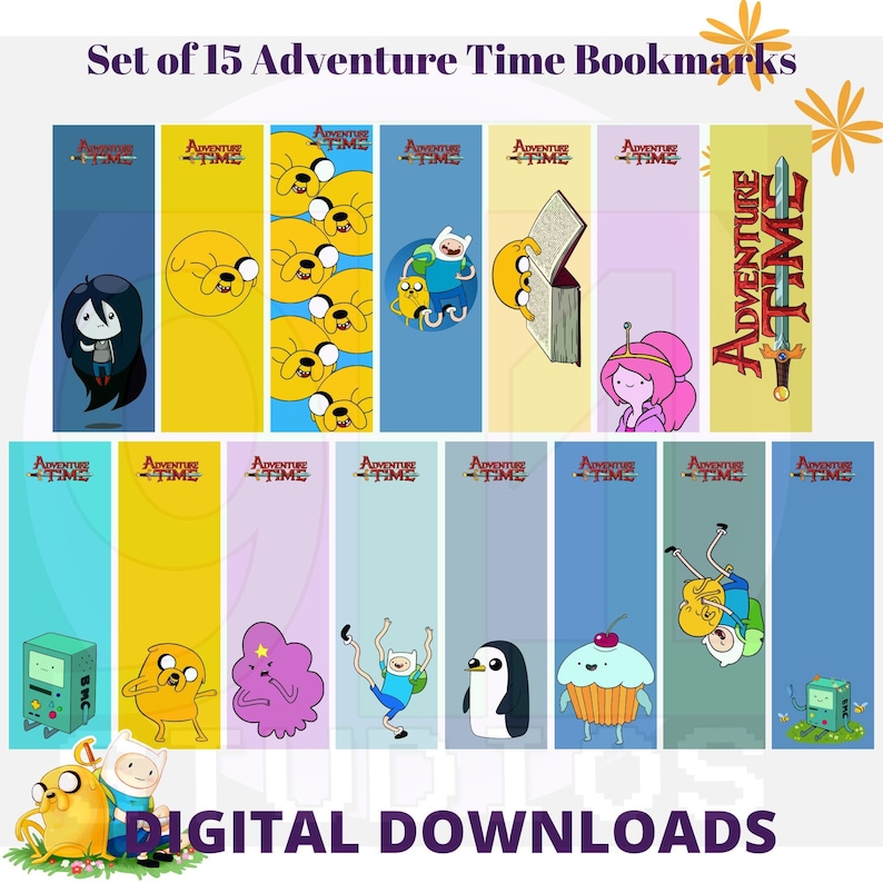 Set of 15 Adventure Time Digital Bookmarks to Download and Print ...