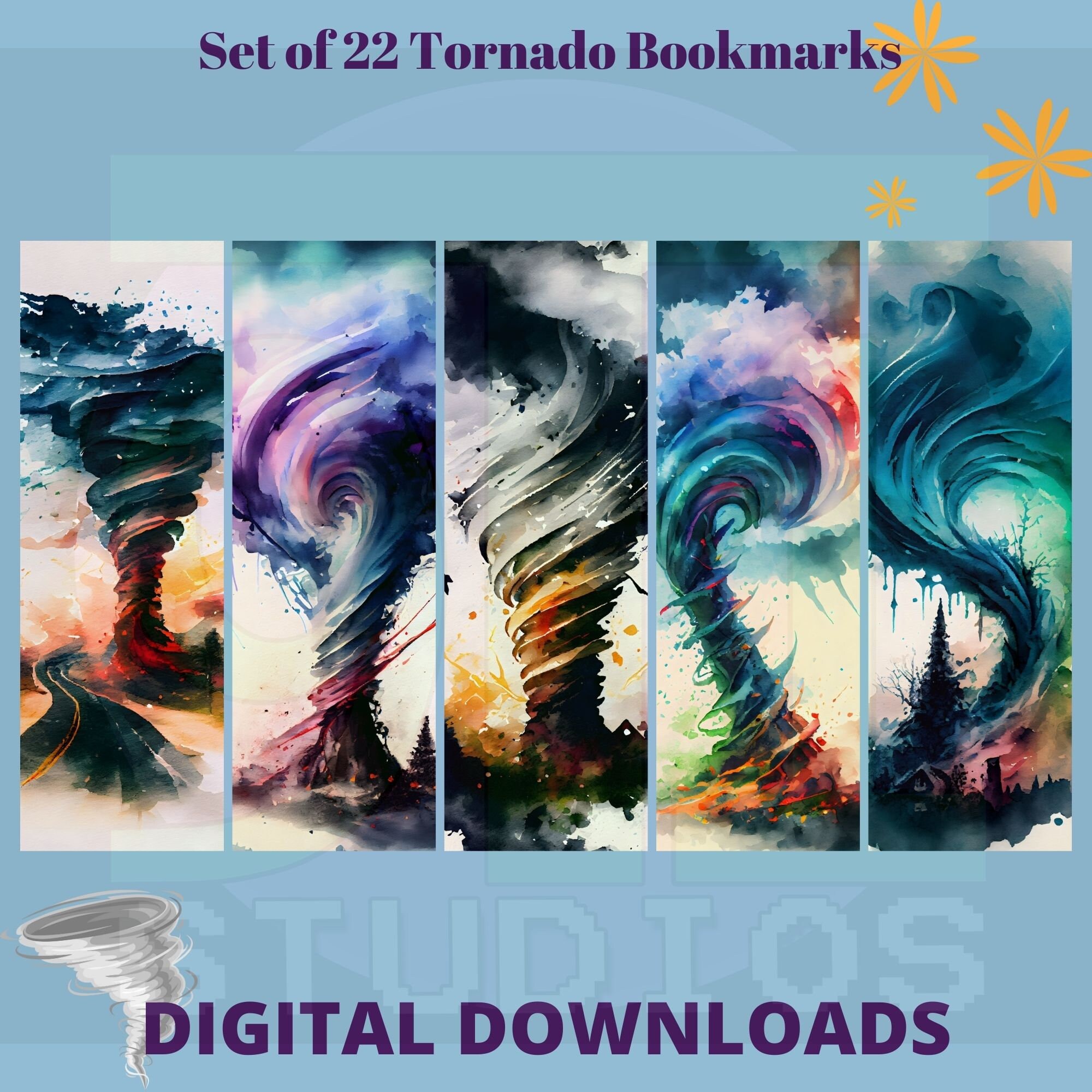 Set of 22 Tornado Digital Bookmarks to Download and Print - Silhouette ...