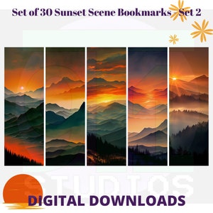 Set of 30 Sunset Digital Bookmarks to Download and Print - Silhouette ...