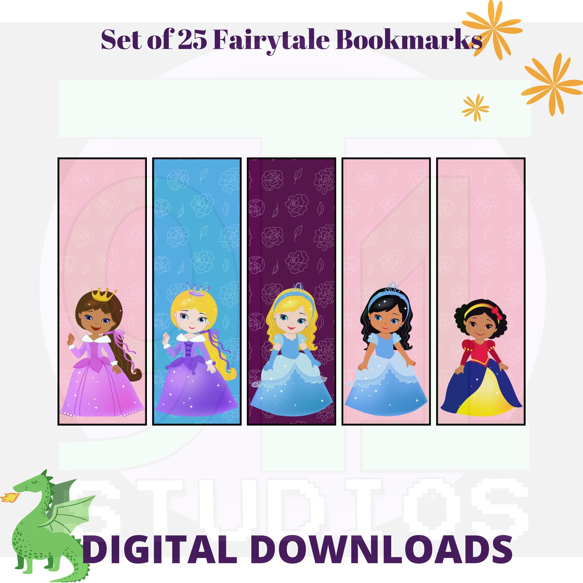 Set of 25 Fairytale Digital Bookmarks to Download and Print Silhouette ...