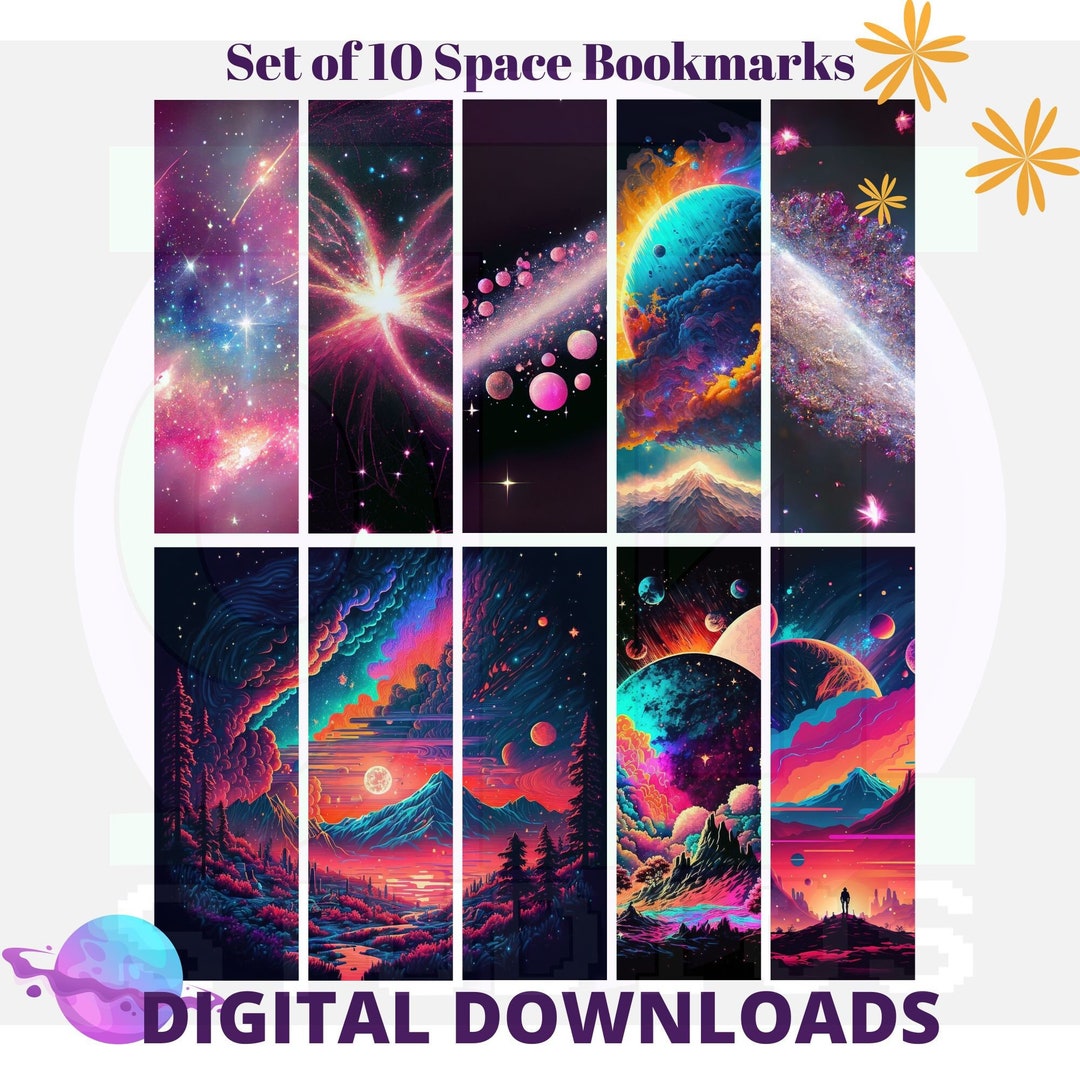 Set of 10 Space Digital Bookmarks to Download and Print - Silhouette ...