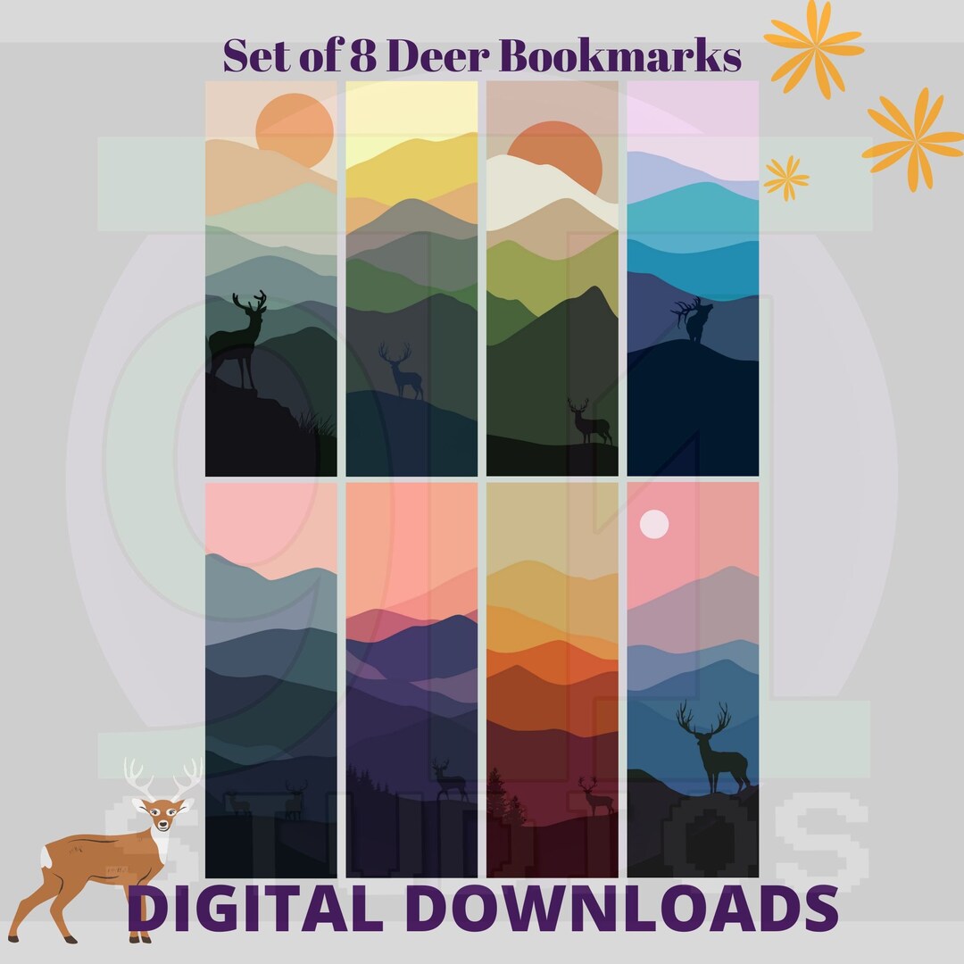 Set of 8 Deer Digital Bookmarks to Download and Print - Silhouette ...