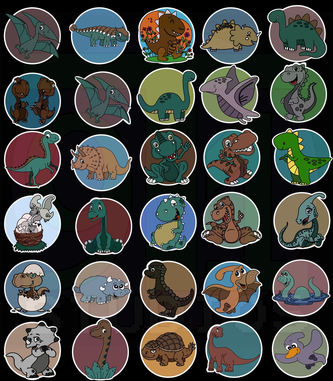 Dino Stickers PNG| Print and Cut| Downloadable| Digital Stickers ...