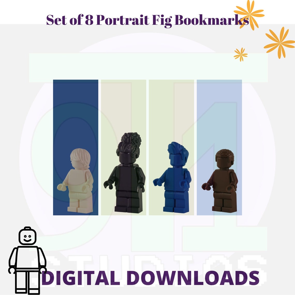 Set of 8 Portrait Brick Collection Digital Bookmarks to Download and ...