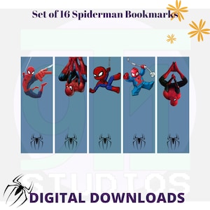 Set of 16 Spiderman Digital Bookmarks to Download and Print ...