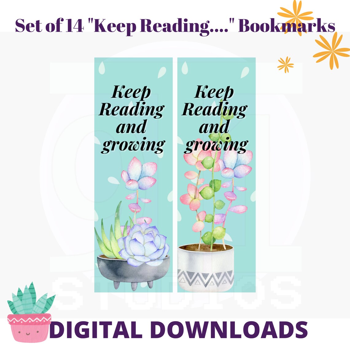 Set of 14 Keep Reading and Growing Digital Bookmarks to Download and ...