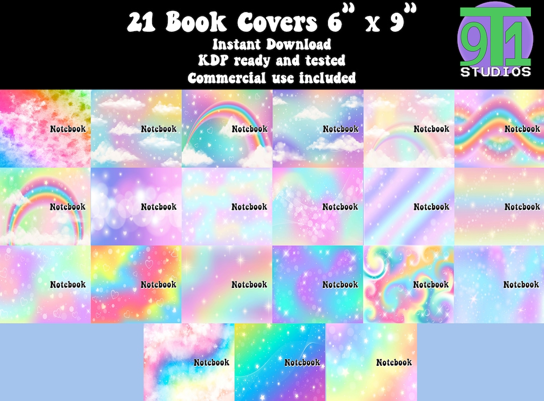 21 Rainbow Themed Book Covers, 6' X 9', KDP Tested and Ready - Etsy