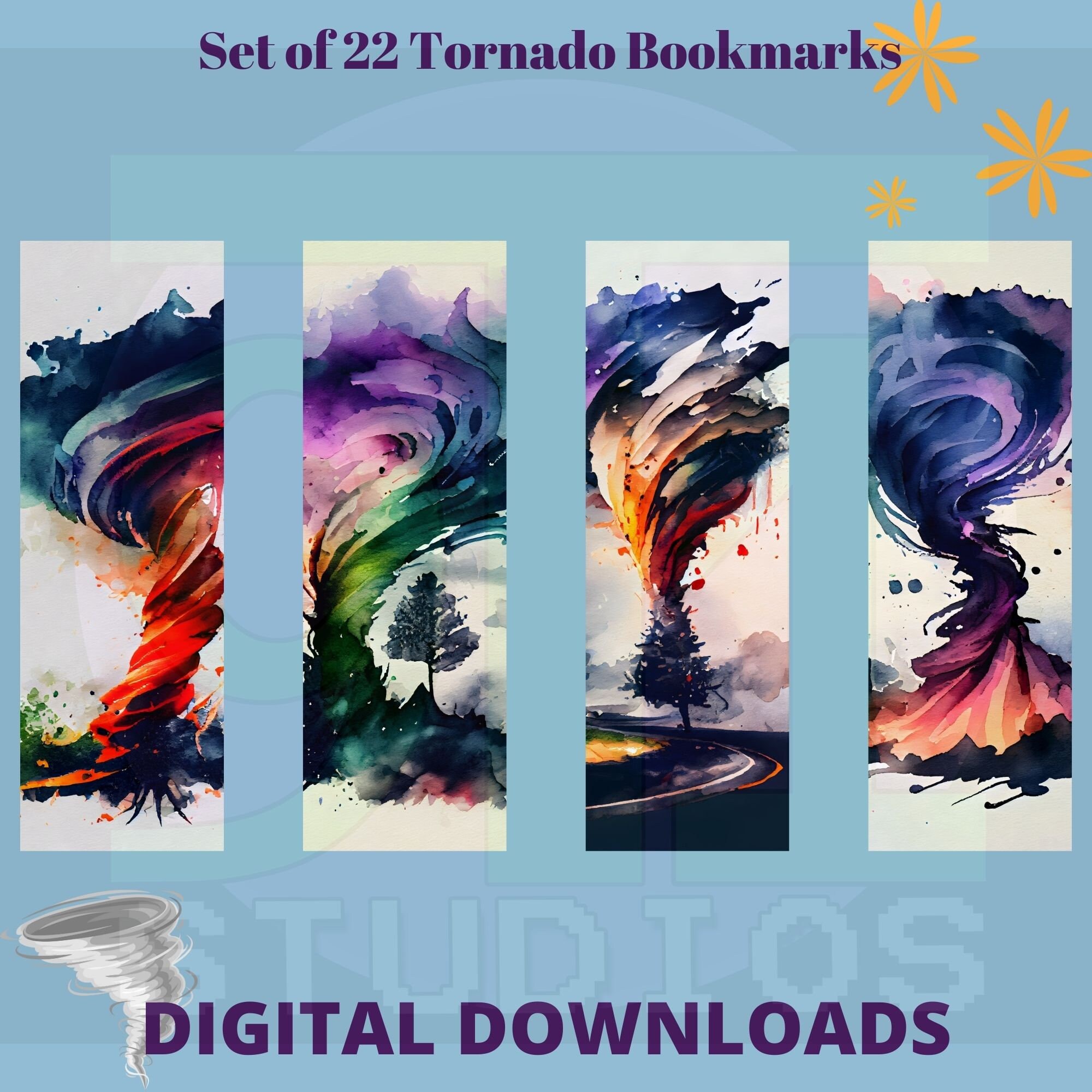 Set of 22 Tornado Digital Bookmarks to Download and Print Silhouette ...