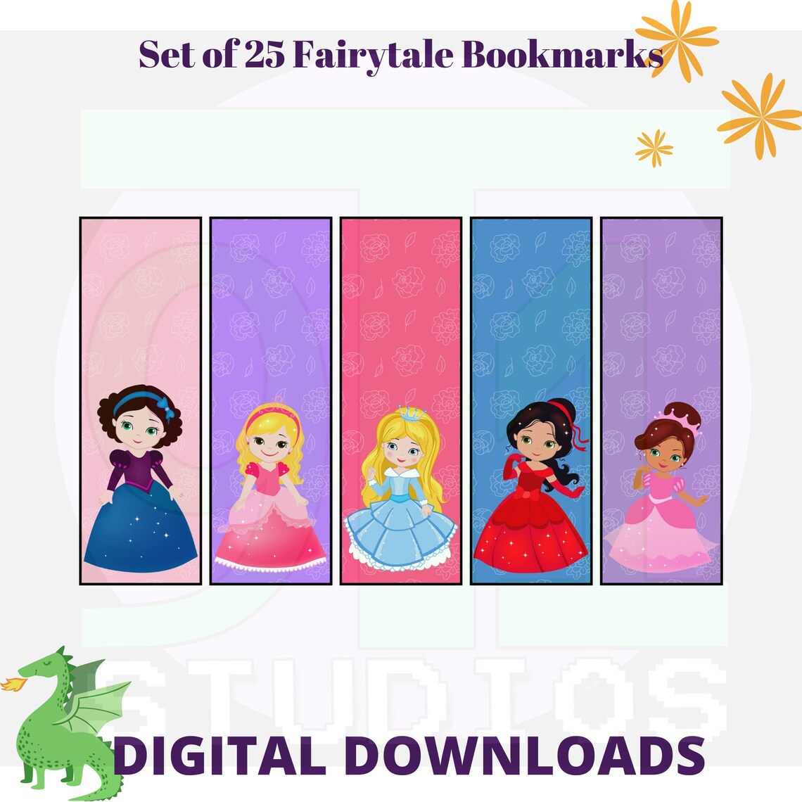 Set of 25 Fairytale Digital Bookmarks to Download and Print Silhouette ...