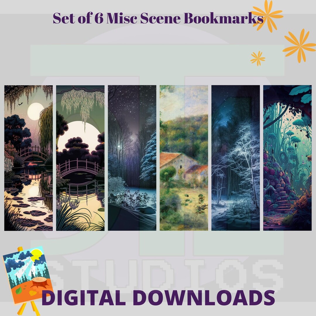 Set of 6 Misc Scene Digital Bookmarks to Download and Print ...