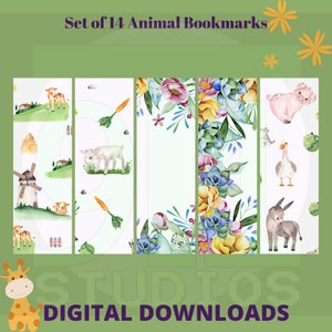 Set of 14 Animal Digital Bookmarks to Download and Print - Silhouette ...