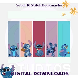 Set of 16 Stitch Digital Bookmarks to Download and Print - Silhouette ...