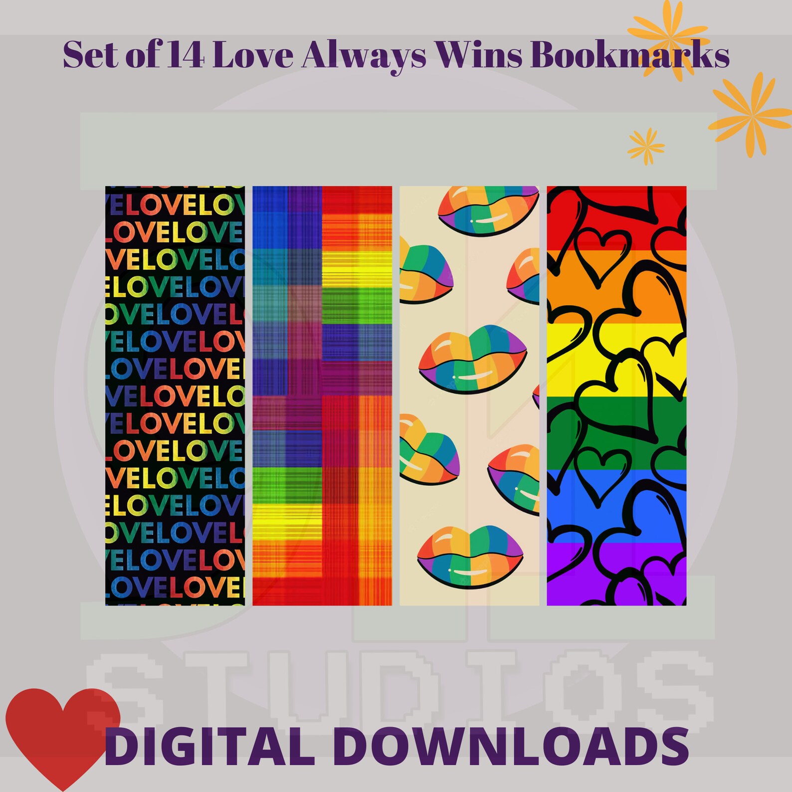 Set of 14 Love Always Wins Digital Bookmarks to Download and - Etsy