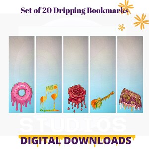 Set of 20 Dripping Digital Bookmarks to Download and Print - Silhouette ...