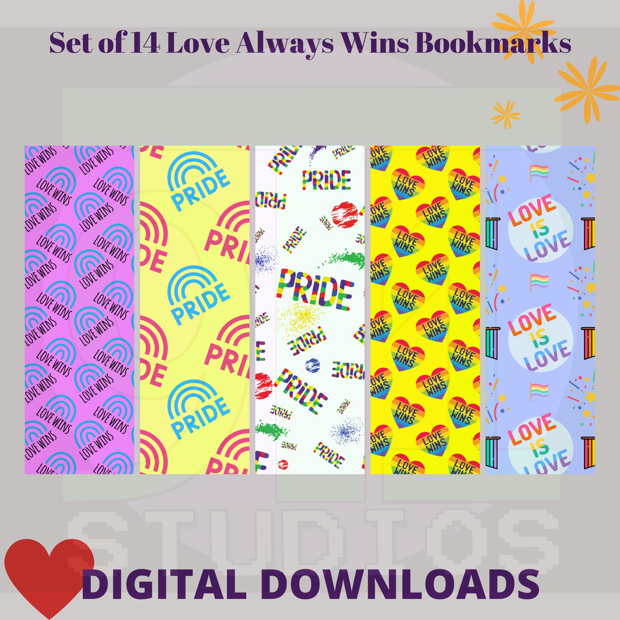 Set of 14 Love Always Wins Digital Bookmarks to Download and Print ...