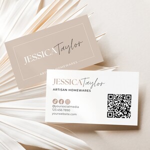 Business Card Template Canva QR Code, Printable Modern Business Card ...