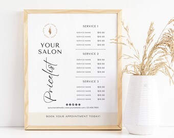 Minimalistic Price List Template Small Business Canva, Editable Price List, Printable Pricing ...