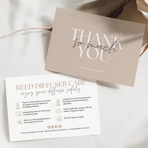 Reed Diffuser Care Card Template Canva, Printable Room Diffuser Care ...