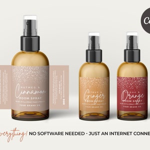 Editable Room Spray Label Template Canva, Modern Linen & Body Mist ...