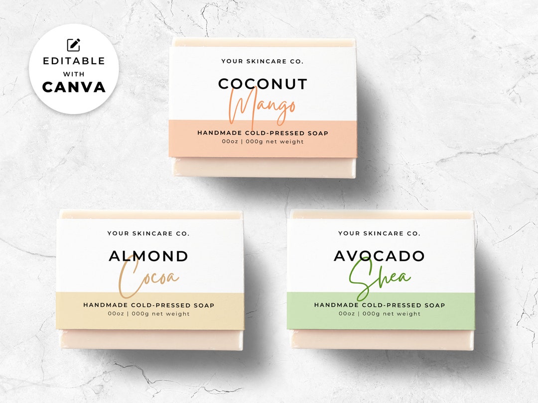 Editable Soap Label Template Canva, Soap Band Label Design, Printable ...