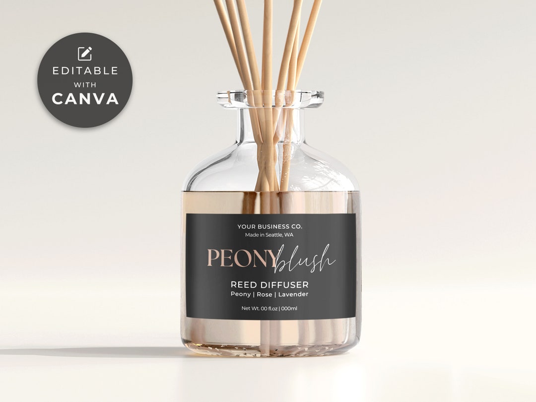 Reed Diffuser Bottle Label Template Canva, Editable Room Fragrance ...