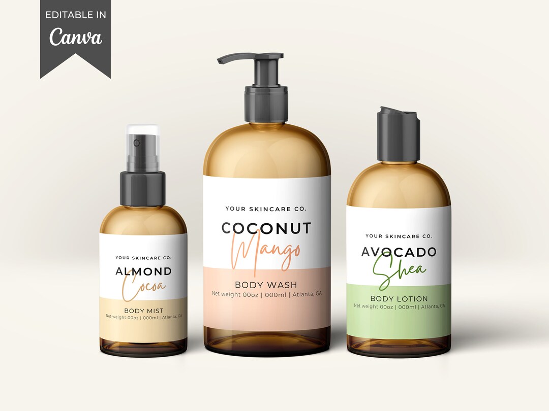 Editable Body Product Label Template Canva, Bodycare Label Boston ...