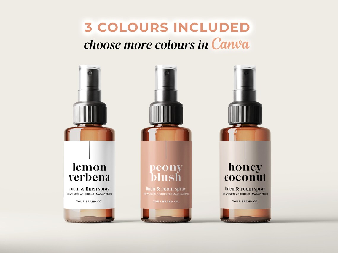 Editable Room Spray Label Template Canva, Linen Spray Bottle Label ...