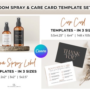 Room Spray Label Template + Matching Care Card & Icons Canva, Linen ...