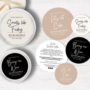 Round Wax Melt Label Template Canva, Editable Custom Wax Melt Label ...