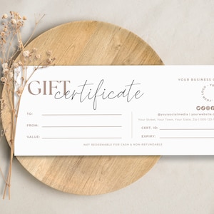 Gift Certificate Template Canva, Printable Gift Voucher Coupon ...