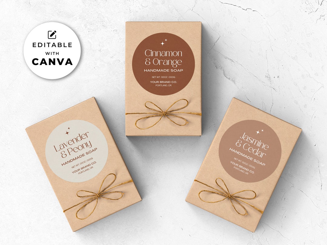 Editable Round Soap Label Template Canva, Boho Soap Label Design ...