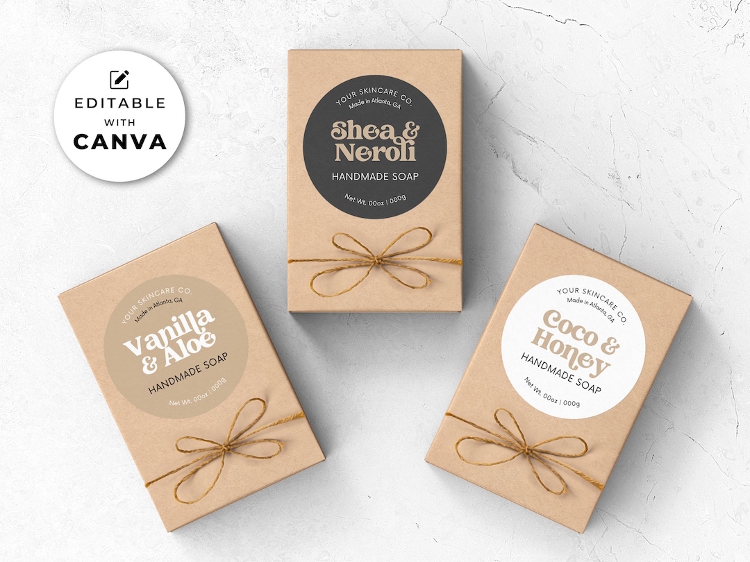 Editable Round Soap Label Template Canva, Modern Soap Label Design ...