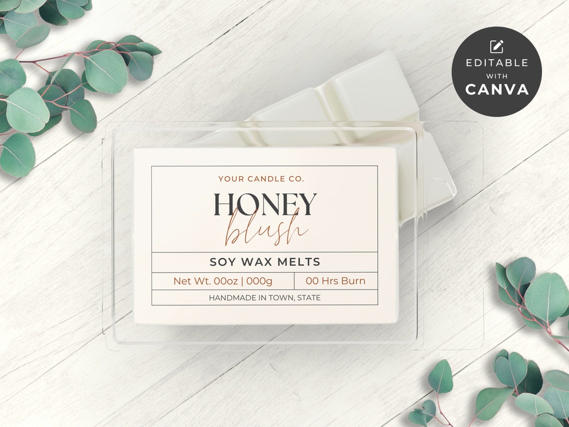 Wax Melt Label Template Canva, Editable Modern Wax Melt Label Design ...