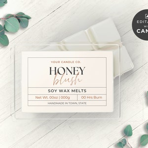 Wax Melt Label Template Canva, Editable Modern Wax Melt Label Design ...