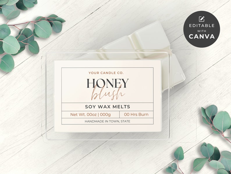 Wax Melt Label Template Canva, Editable Modern Wax Melt Label Design ...