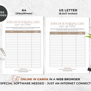 Printable Email List Template Canva, Small Business Contact List Form ...