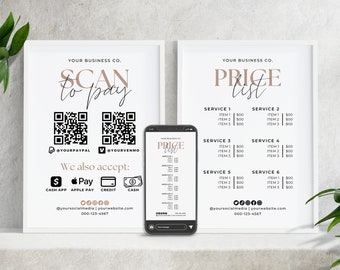 DIY Price List Template & Scan to Pay Template QR Code Sign Canva ...