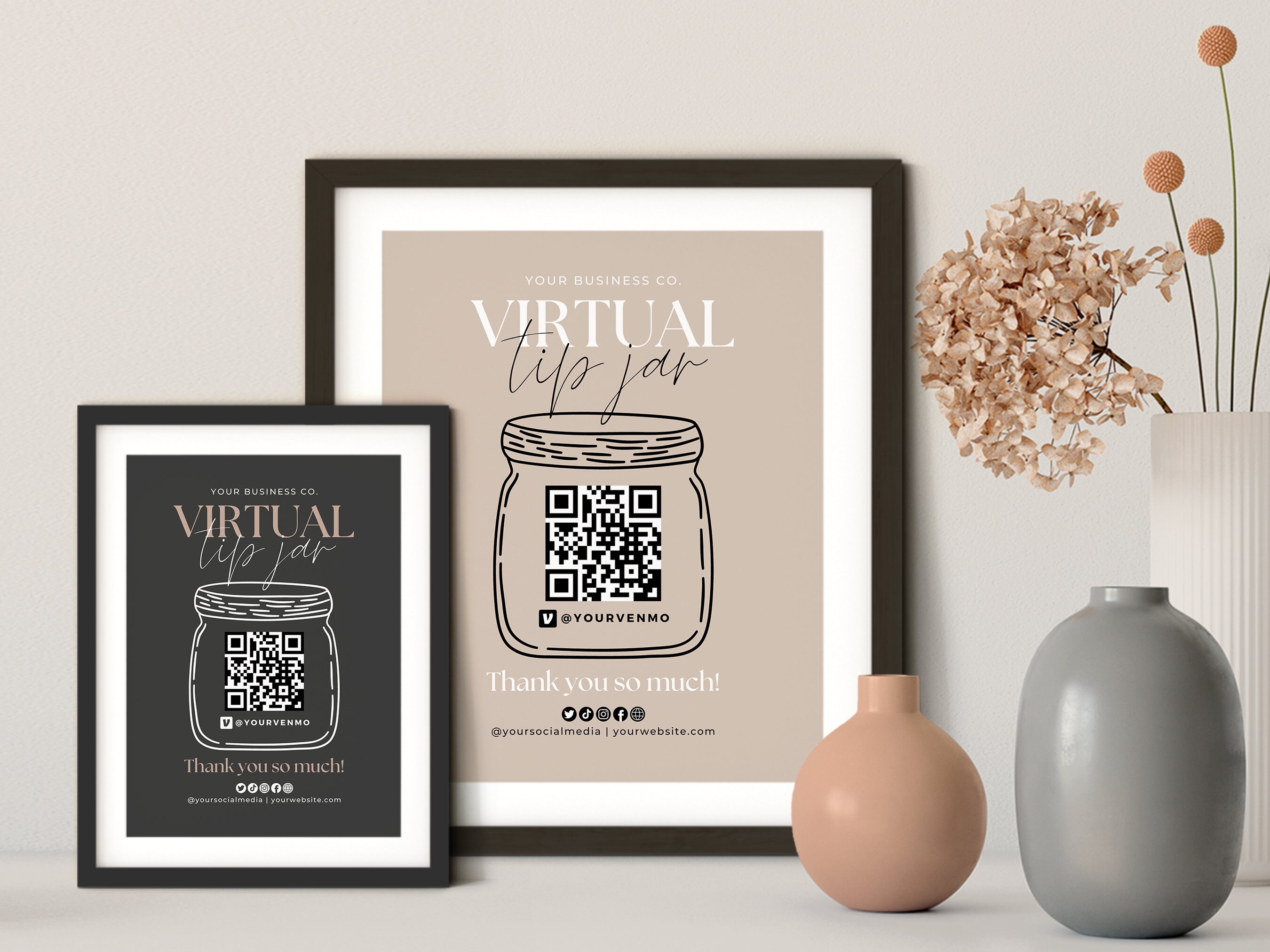 Printable Virtual Tip Jar QR Code Sign, Venmo Accepted Salon, Small ...