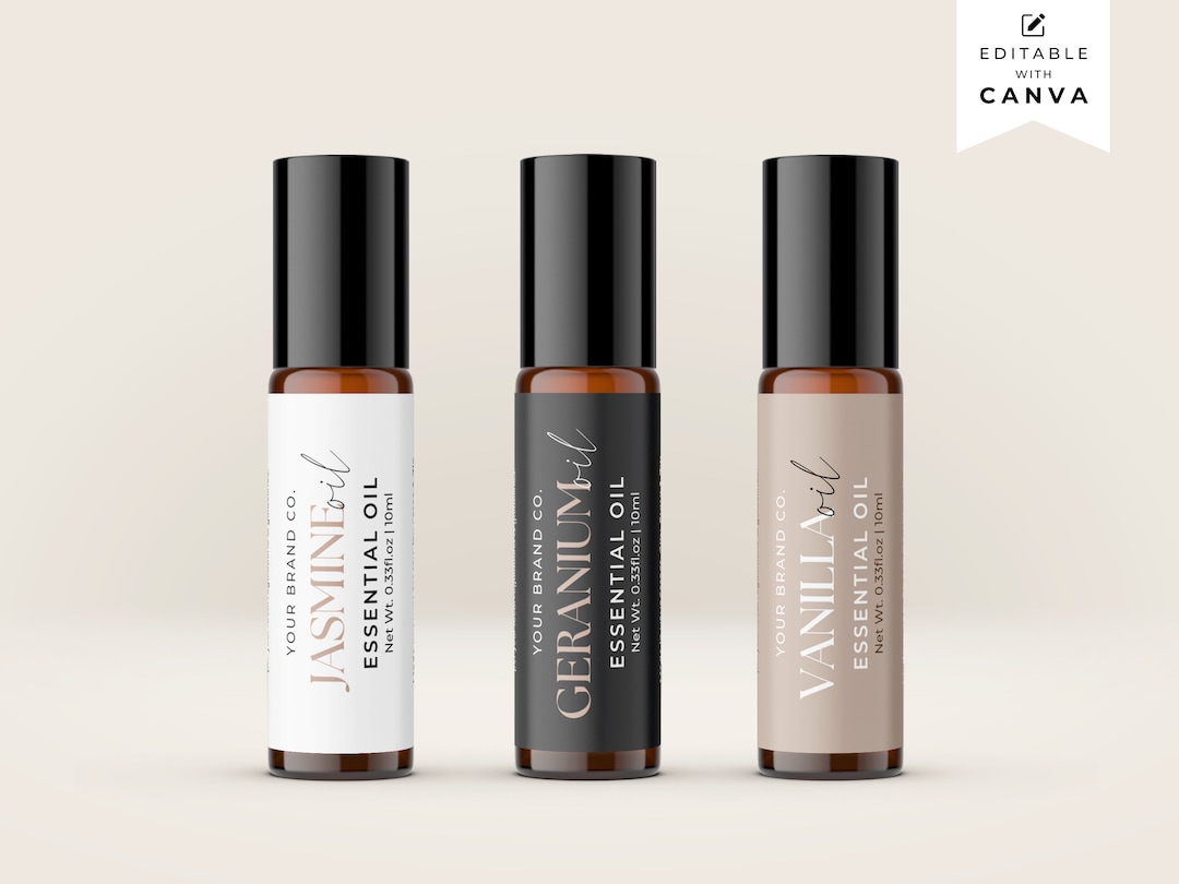 Essential Oil Roller Bottle Label Template: Custom Skincare Branding ...