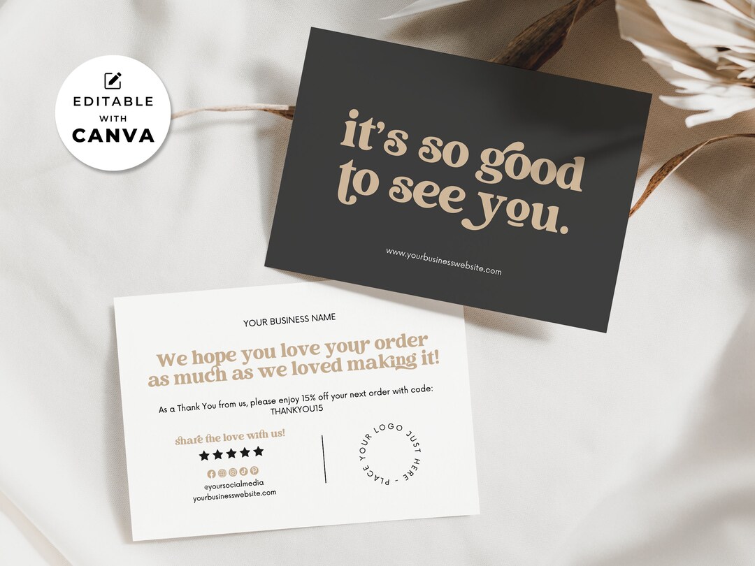 Business Thank You Card Template Canva, Printable Modern Retro Thank ...