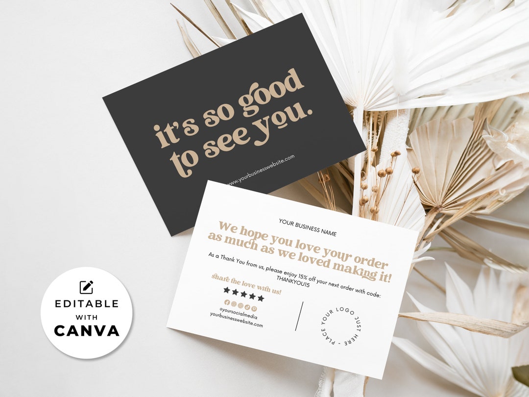 Business Thank You Card Template Canva, Printable Modern Retro Thank ...
