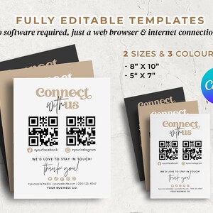 Printable Social Media Connect With Us Template Canva, Follow Us QR ...