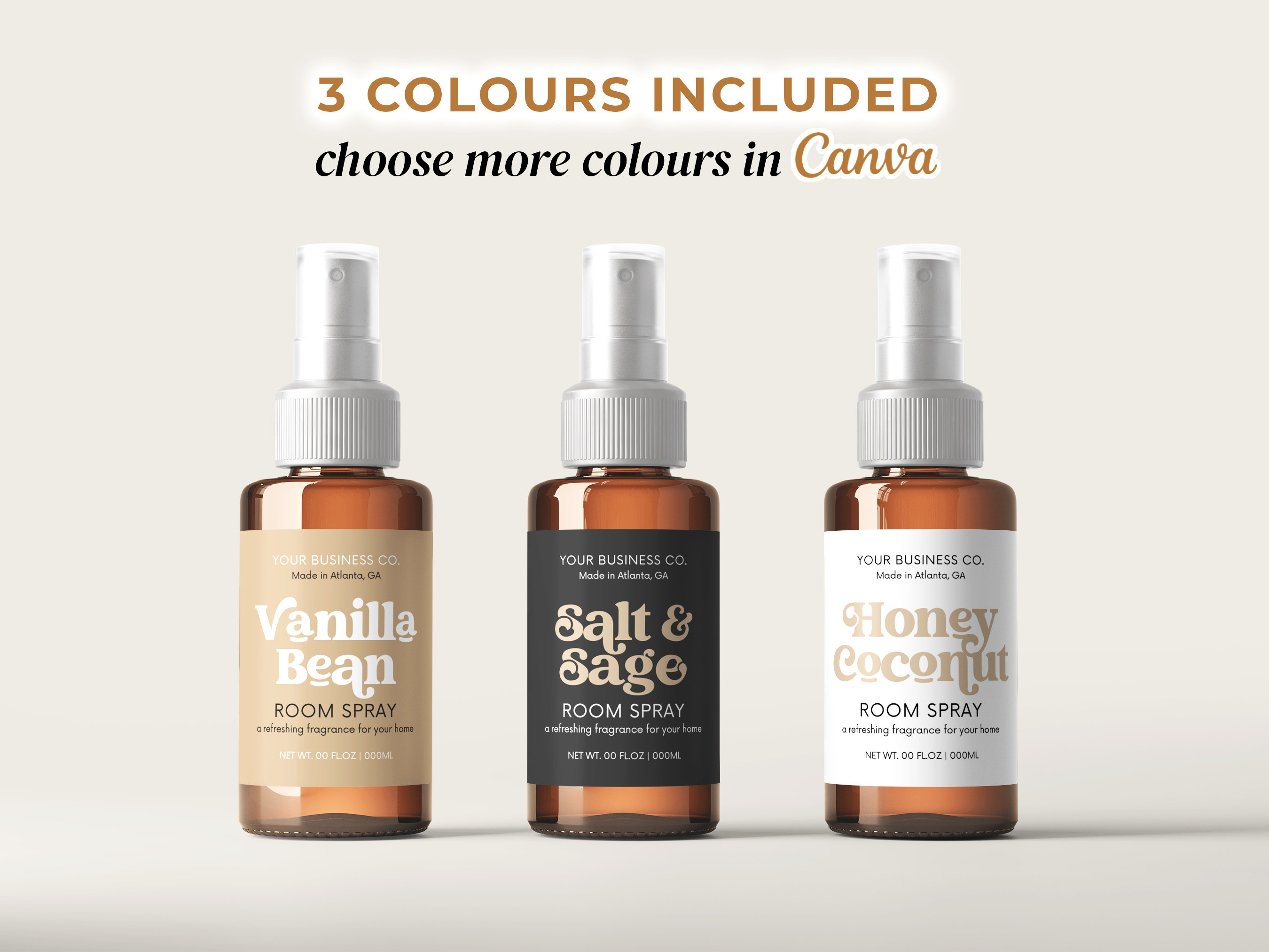 Editable Room Spray Label Template Canva, Linen Spray Bottle Label ...