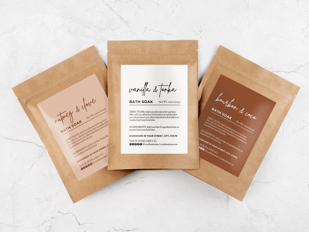 Editable Pouch Label Template Canva, Printable Bath Salts Label Design ...