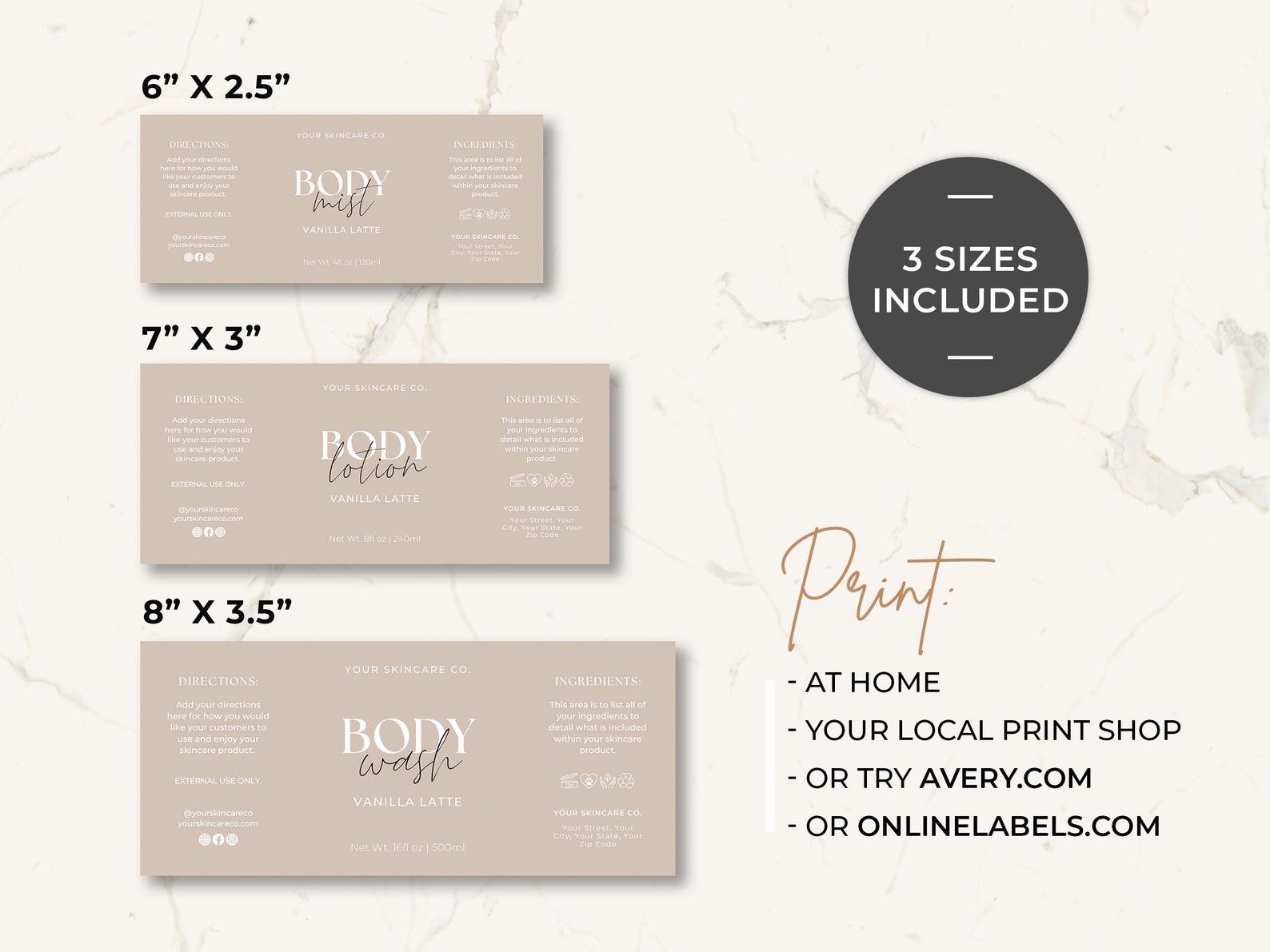 Editable Body Product Label Template Skincare Label Template - Etsy