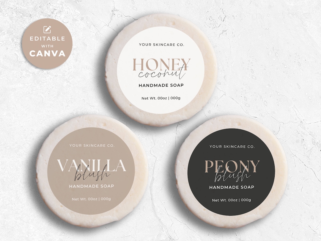 Editable Round Soap Label Template: Modern Design (canva) - Etsy