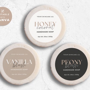 Editable Round Soap Label Template: Modern Design (canva) - Etsy