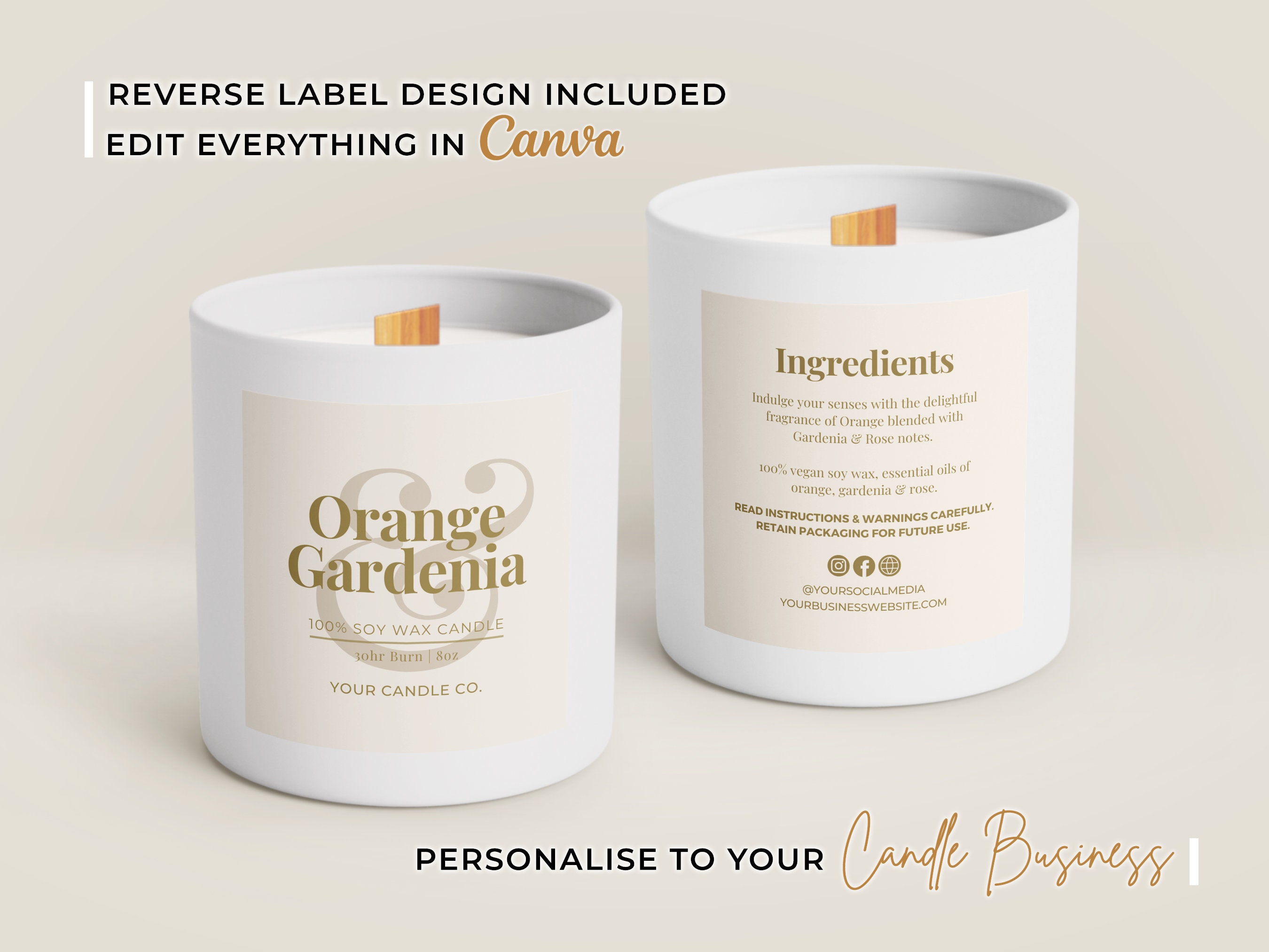 Printable Candle Label Template Canva, Modern Elegant Candle Label ...
